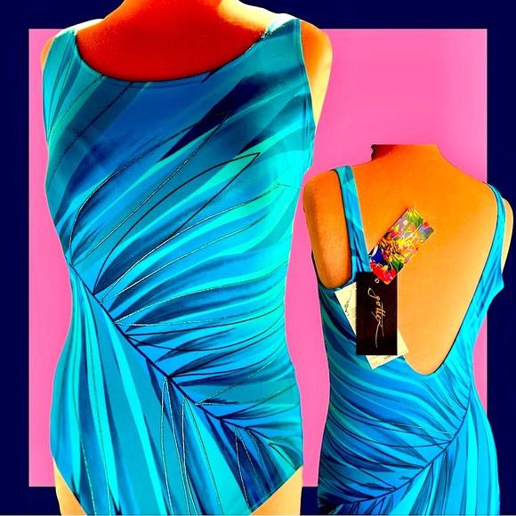 Gottex | Swim | Nwt Gottex Blue Piece Tank Neck Swimsuit Sz 16 | Poshmark